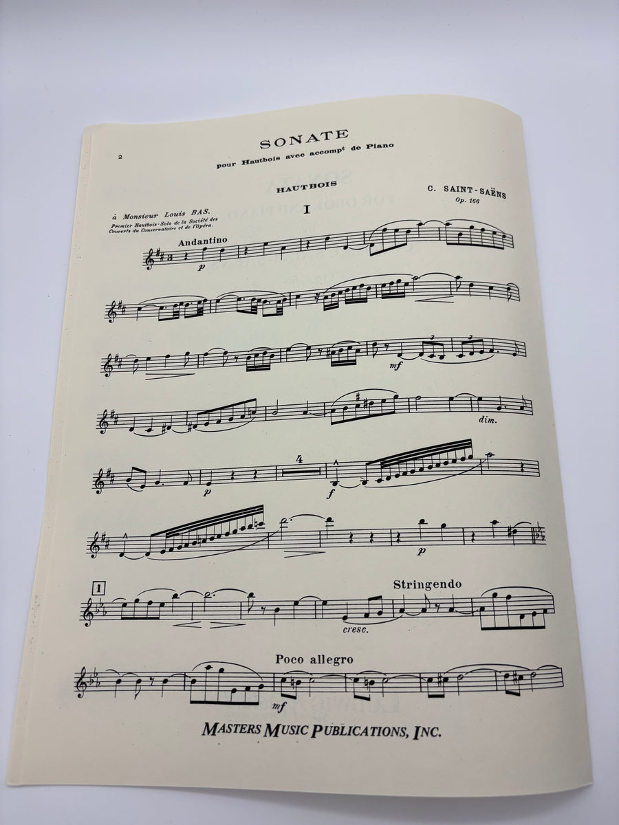 SAINT-SAËNS: SONATA FOR OBOE AND PIANO IN D MAJOR – Sandpiper Oboe Boutique